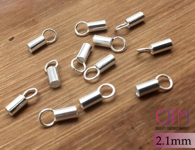 20pcs Sterling Silver Crimp End Cap, With Inside Diameter 2.1mm - Chain ...