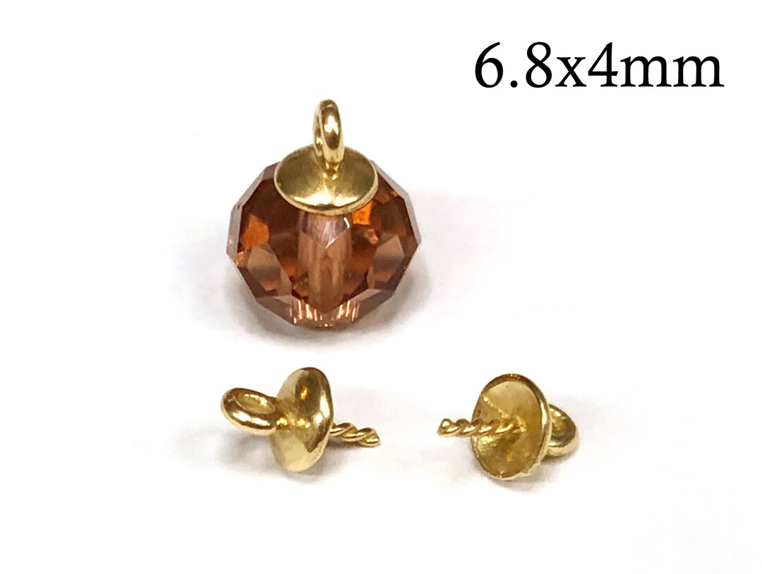 2pcs 14K Solid Gold Peg Bail for Half Drilled Pearls or Stones 6.8x4mm ...