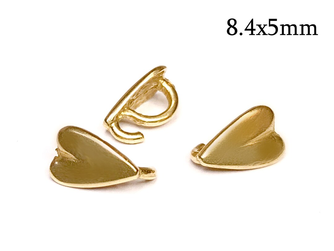 1pc 14K Solid Gold Pendant Bails Heart 8.4x5mm With Loop, JBB Findings ...