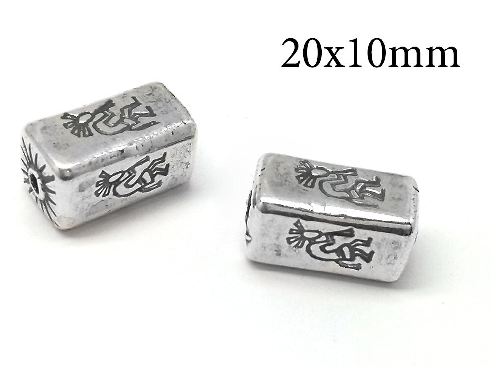1pc Silver bead Hollow Rectangular bead 20x10mm Antique | Etsy