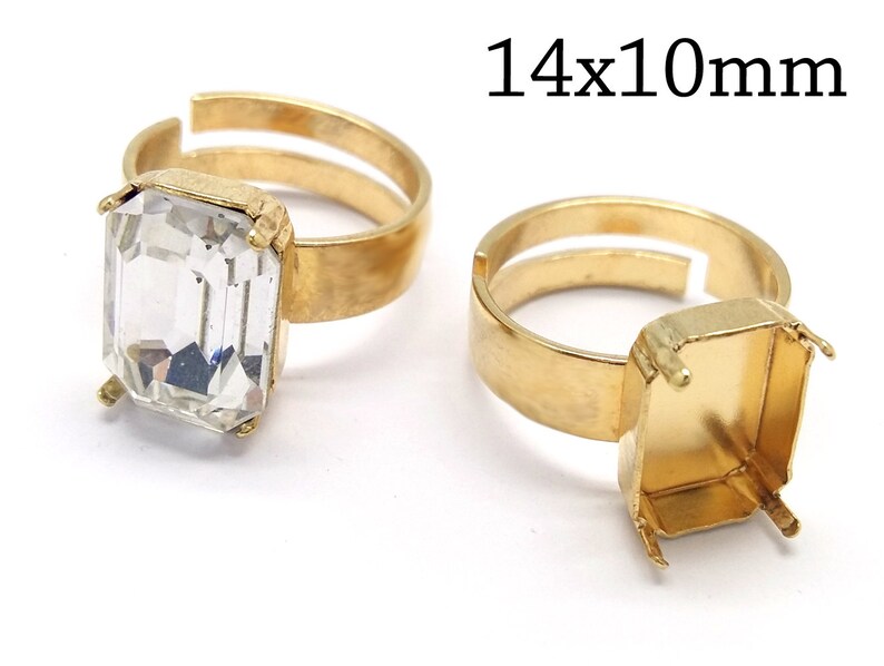 1pc Adjustable Octagon Bezel Ring Settings 14x10mm Fit Swarovski 4610 ...