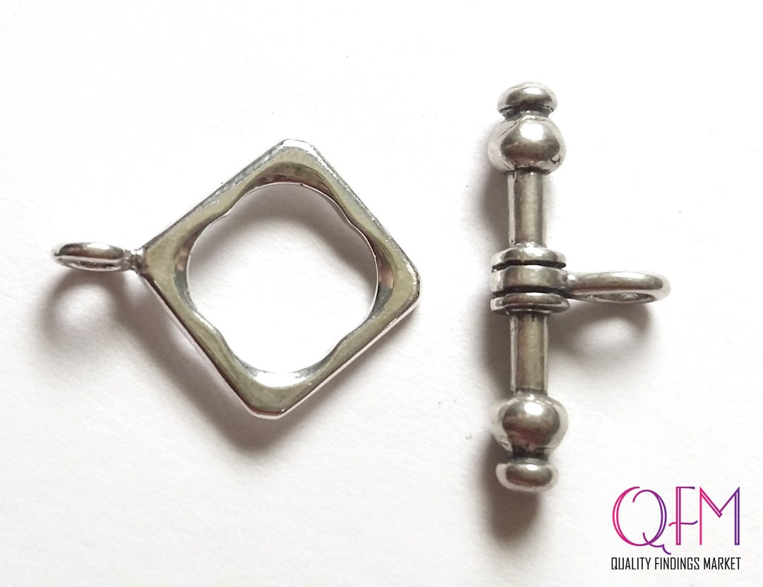2sets Decorative Square Toggle Clasp Lock Sterling Silver 925 10x10mm ...