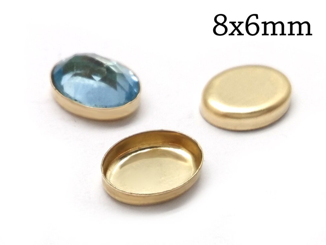 5pcs 14K Gold Filled Oval Bezel Cups 8x6mm - Jewelry Bases - Bezel ...