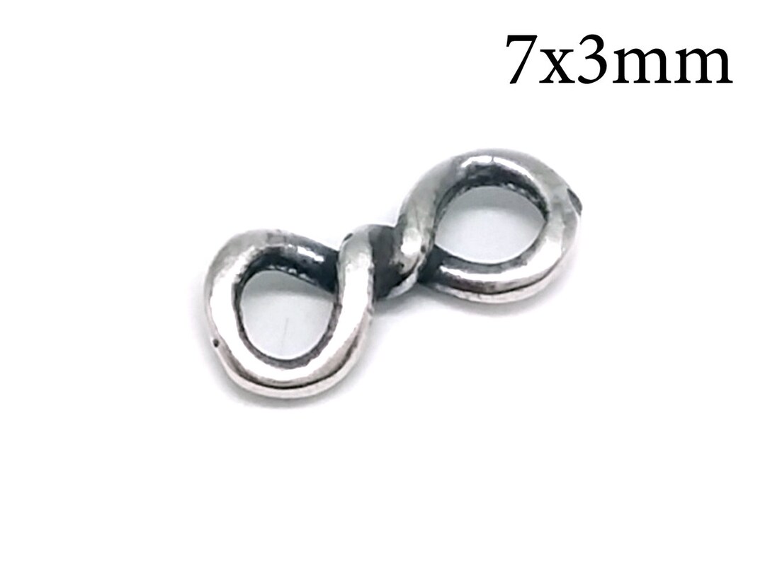 20pcs Sterling Silver Infinity Link 7x3mm With 2 Loops, Tiny Bracelet ...