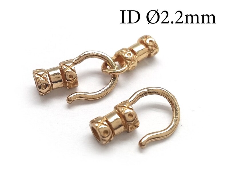 3sets Brass Ends Hook Eye Crimp End Caps, Inside Diameter of 1mm, 2mm ...