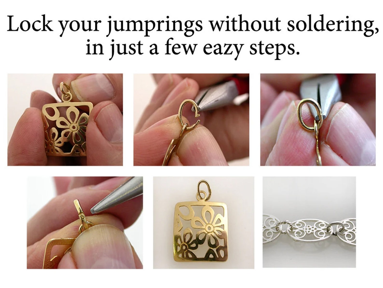 1pc Solid Gold 14K Lock in Jump Rings Round 6mm, JBB Findings, 14K ...