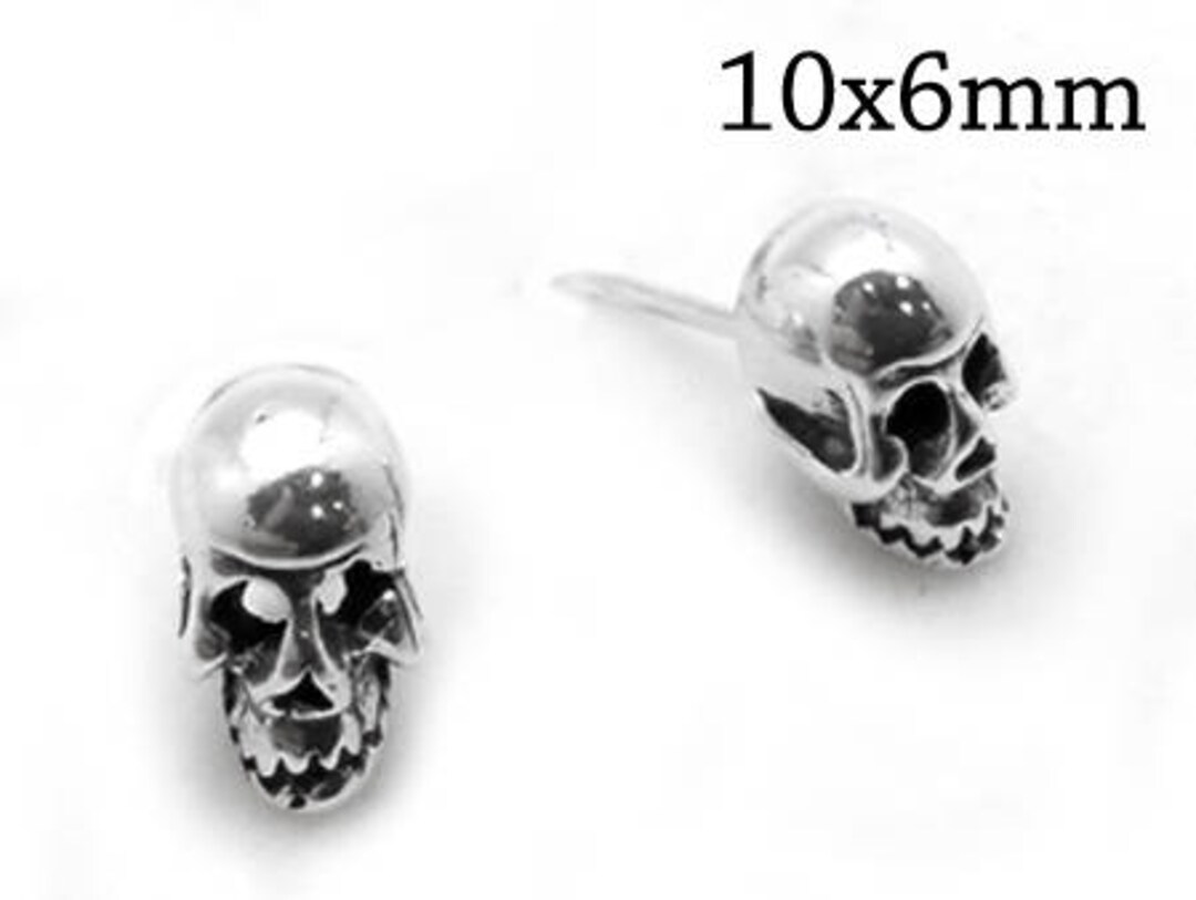 2pcs Silver Skull Stud, Silver Skull Earrings, Silver Stud Skull and ...