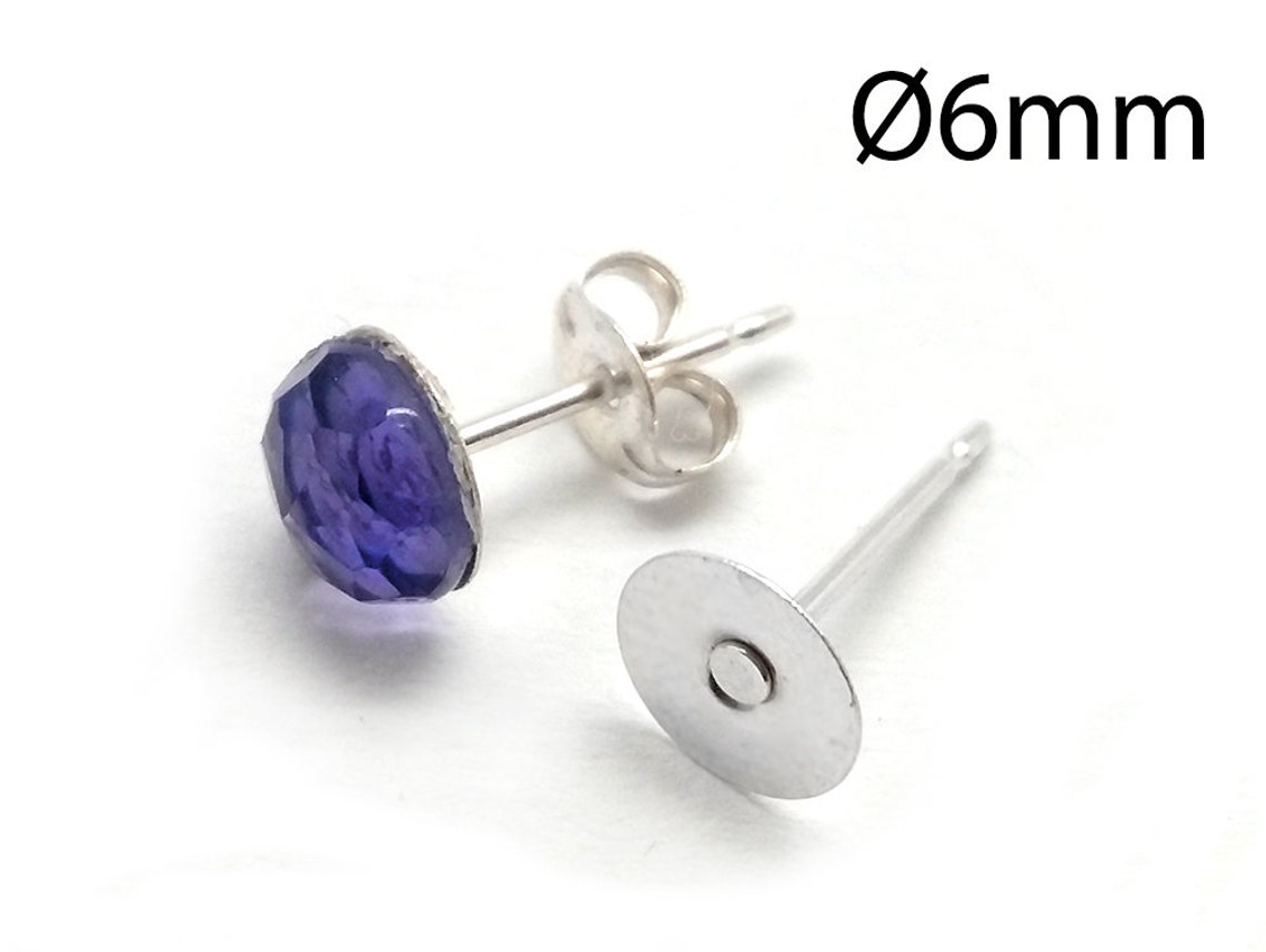 10pairs Sterling Silver 925 Earring Posts Flat Back 6mm - Etsy