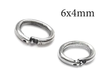 10pcs Sterling Silver Lock in Jump Rings Oval Sterling | Etsy