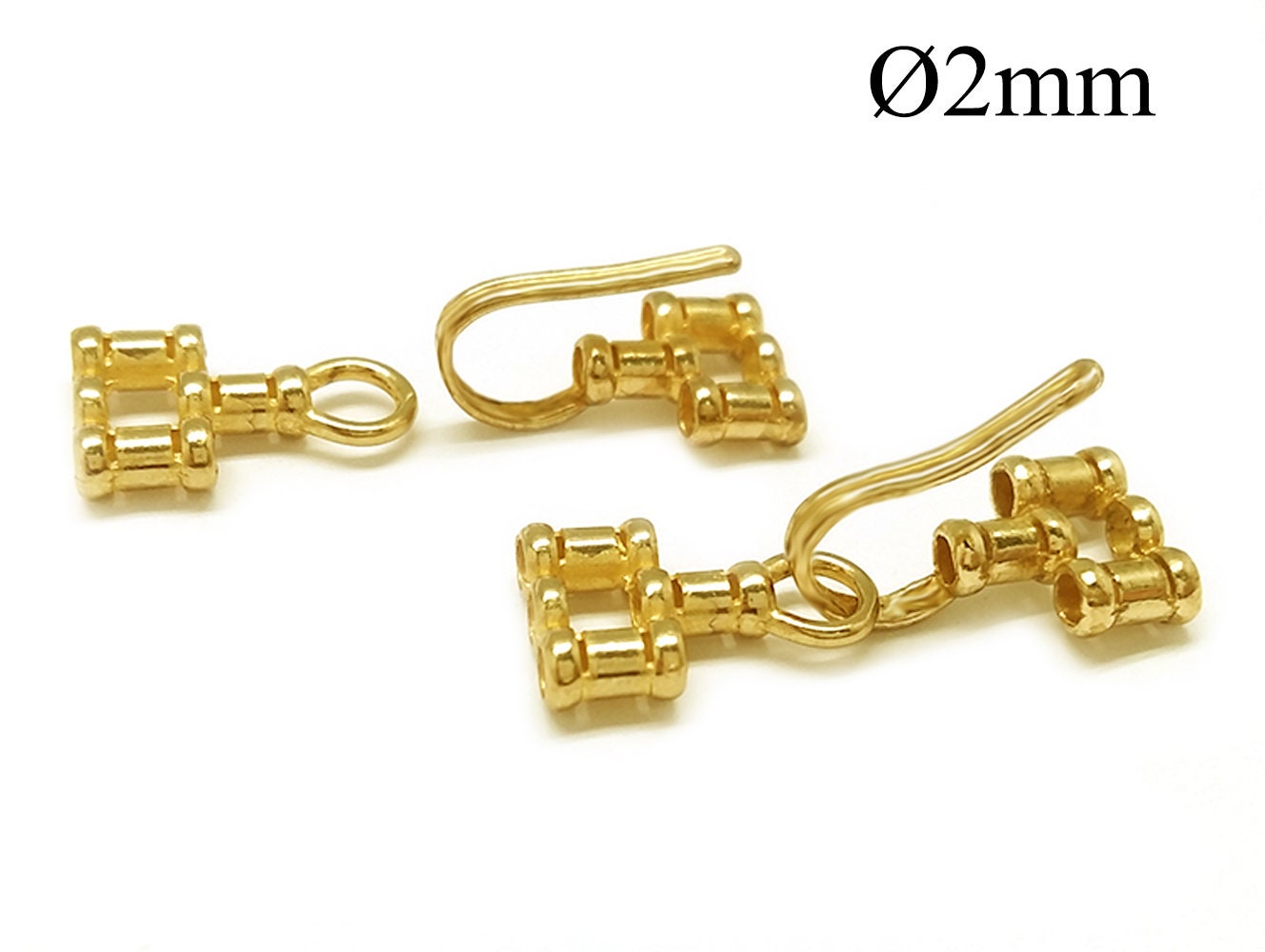 4sets Brass Crimp Multistrand Hook End Eye End Caps ID 2mm - Etsy Canada