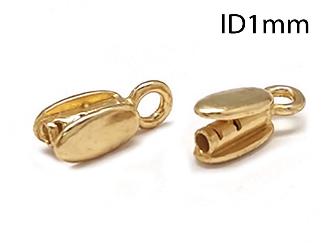 8pcs Brass Hidden Crimp Ends Caps ID 1mm With 1 Loop, Cord Ends Caps ...