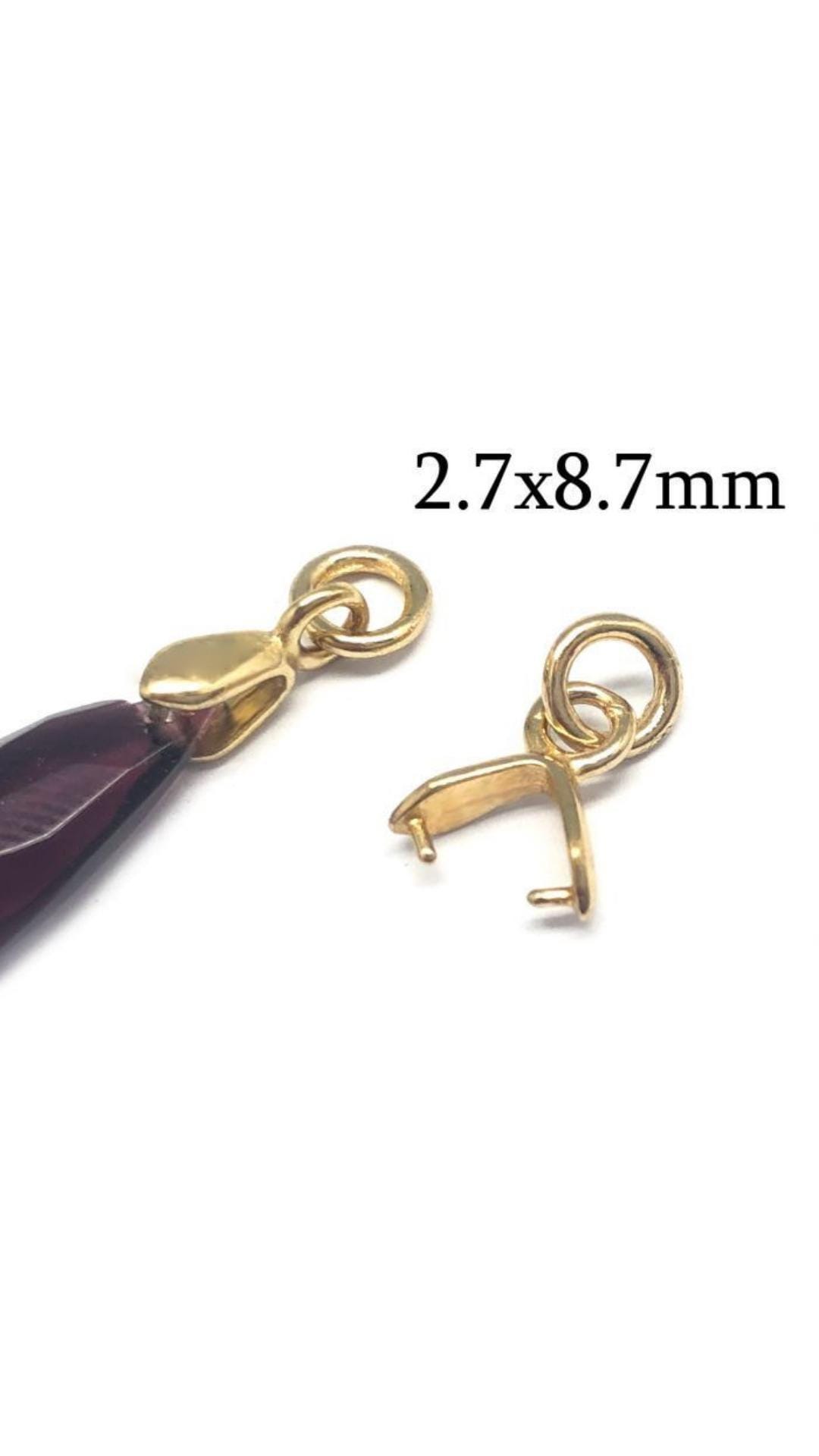 1pc 14K Solid Gold Pinch Bail 2.7x8.7mm With Closed Jump Ring, 14K ...