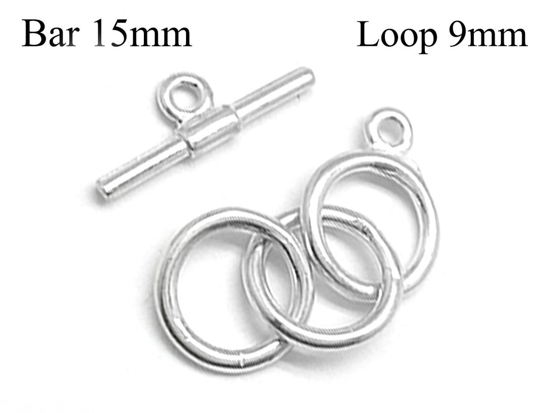 2sets Sterling Silver 925 Three Loops Toggle Clasp Loop 9mm Bar 15mm ...