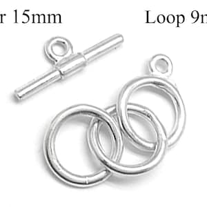 2sets Sterling Silver 925 Three Loops Toggle Clasp Loop 9mm Bar 15mm ...