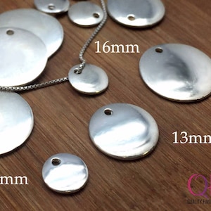 4 Pcs Sterling Silver 925 Disc, 8mm, 13mm, 16mm With a Hole 1.6mm ...