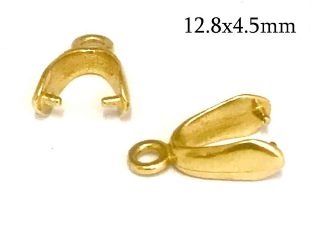 1pc 14K Solid Gold Pinch Bails 12.8x4.5mm With Loop, 14K Yellow, Rose ...