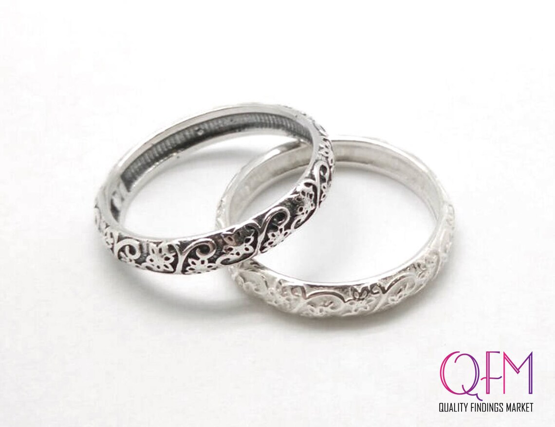 1pc Silver Ring Silver Engraved Ring Flowers Pattern - Etsy