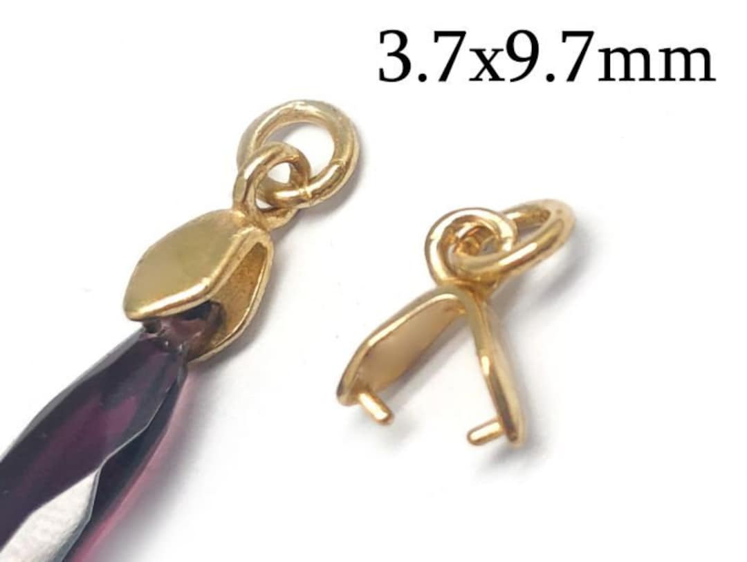 1pc 14K Solid Gold Pinch Bail 3.7x9.7mm With Closed Jump Ring, 14K ...