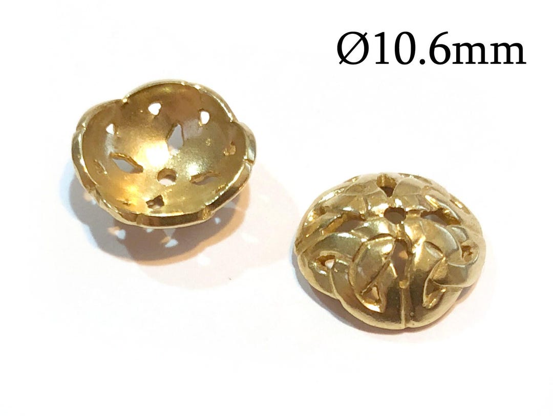 1pc 14K Solid Gold Bead Caps 10.6mm for 10mm Beads, Ornament Spacer ...