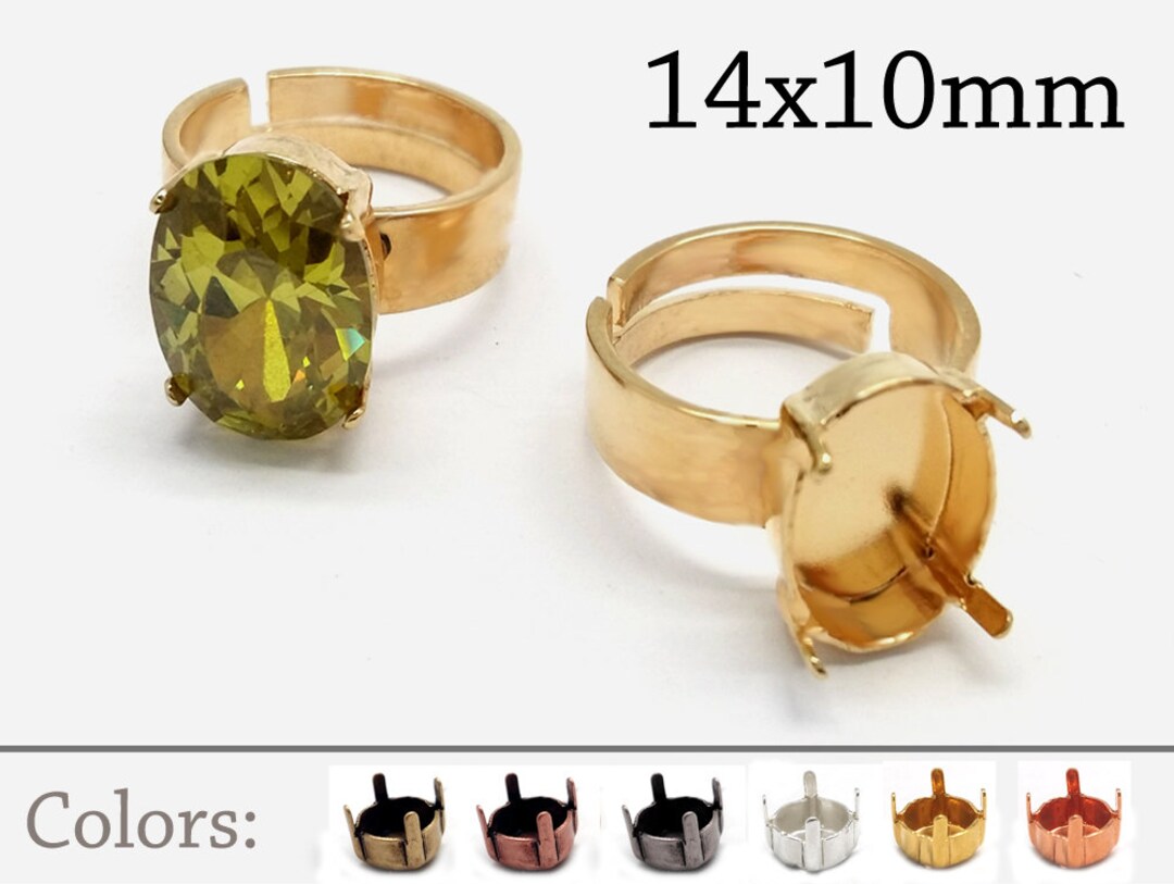 1pc Adjustable Oval Bezel Ring Settings 14x10mm Fit Swarovski 4120 ...