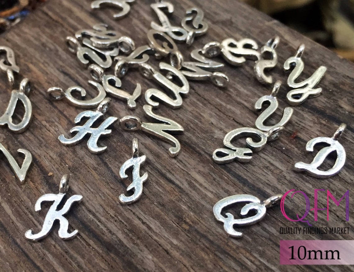 Sterling Silver Letter Charm Alphabet Charm ABC Letter - Etsy