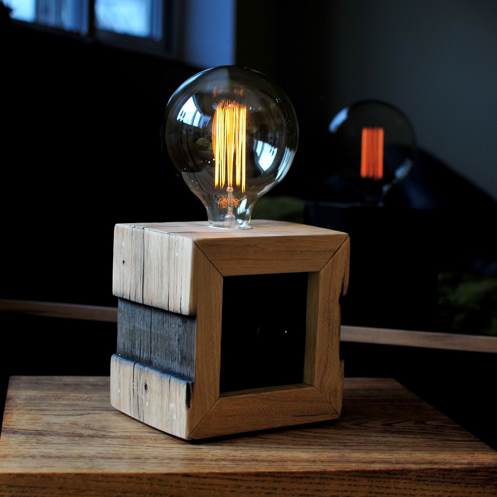 Reclaimed Oak Lamp - Etsy