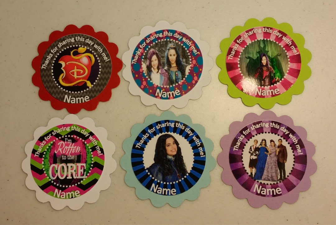 Set of 12 Disney Descendants Custom Name Thank You Tags for Birthday ...
