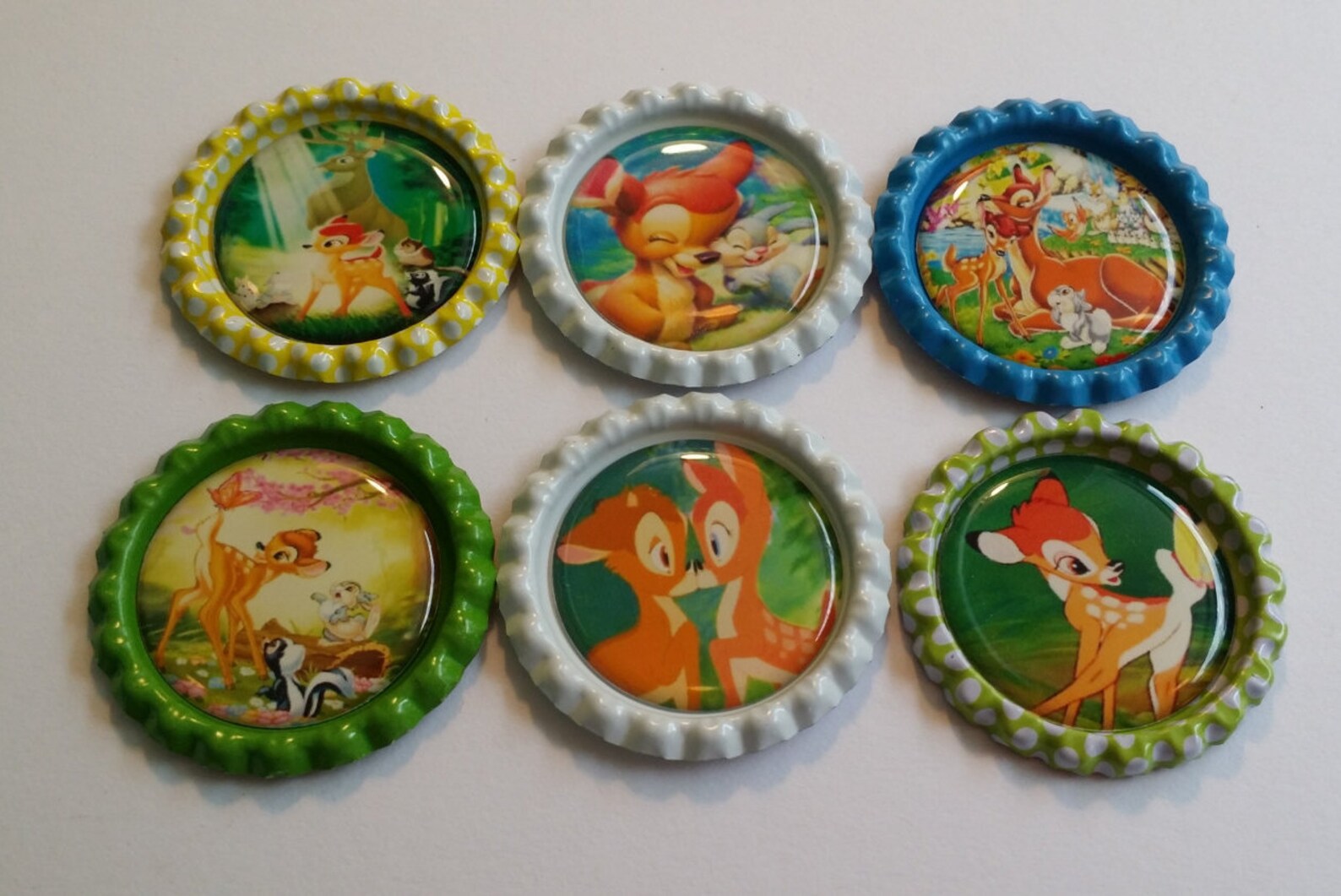 Set of 6 Disney Bambi Themed Finished Bottle Caps or Magnet Set or ...