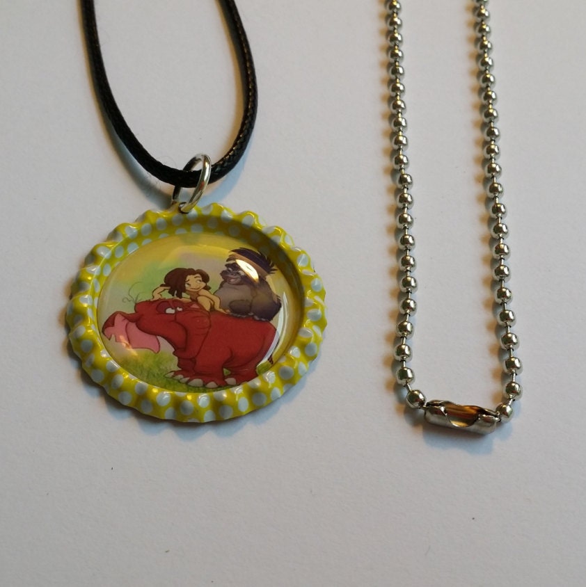 1 Disney Tarzan Friends Themed Finished Bottle Cap Necklace - Etsy