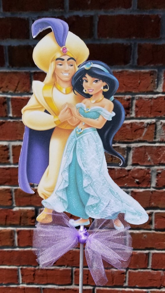 1 Disney Aladdin and Jasmine Cake Topper or Centerpiece Pick - Etsy