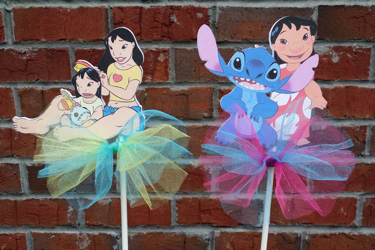 Set of 4 Lilo & Stitch Themed Centerpiece Picks or Cake | Etsy