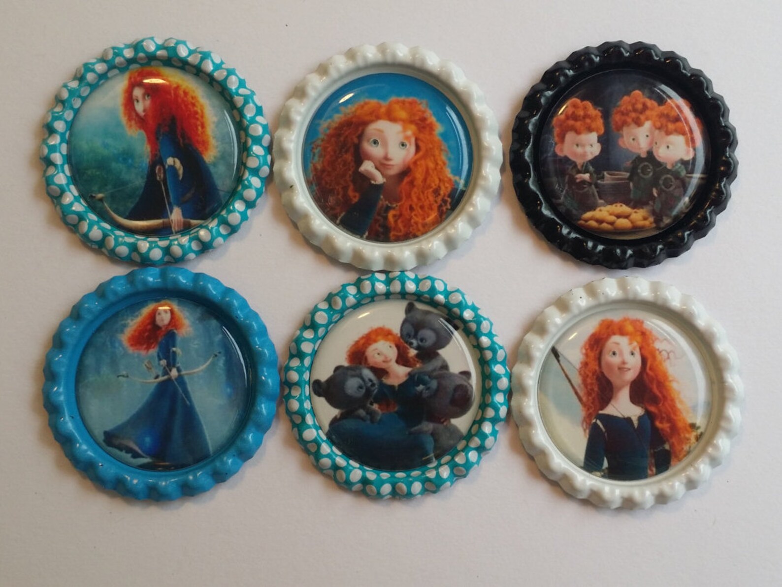 Set of 6 Disney Princess Merida Themed Finished Bottle Caps - Etsy