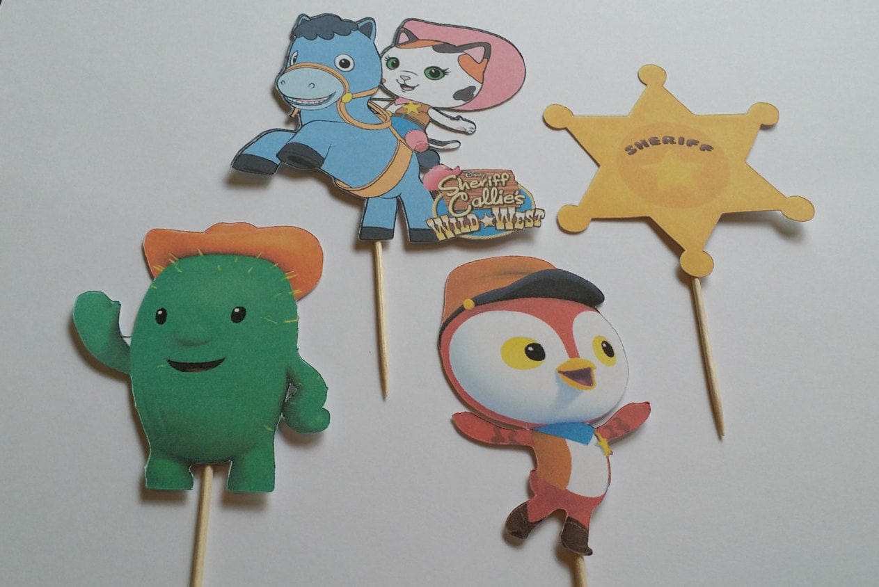 Set of 12 Disney Junior Sheriff Callie Themed Cupcake Toppers | Etsy