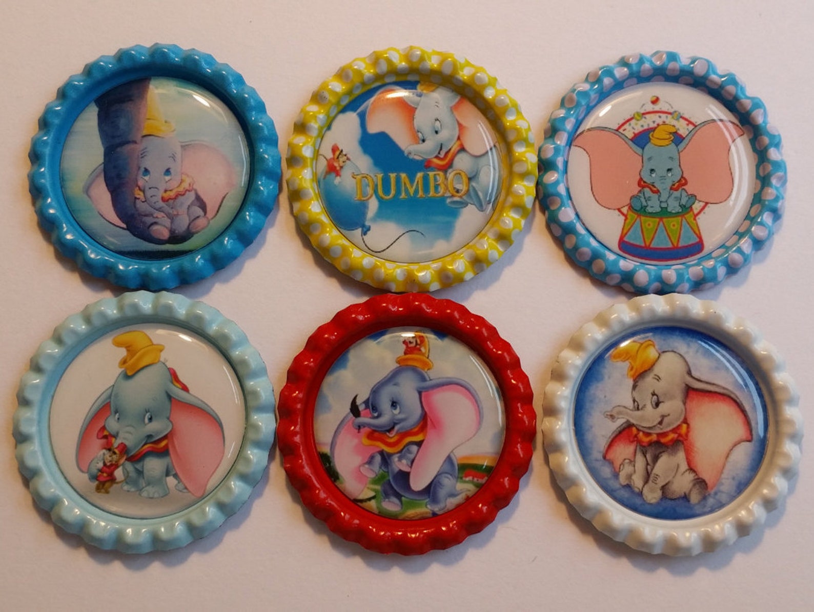 Set of 6 Disney Dumbo Themed Finished Bottle Caps Necklace - Etsy
