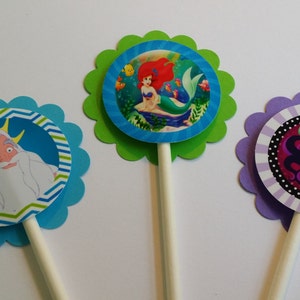 Set of 12 Disney Princess Ariel Themed Cupcake Toppers the - Etsy