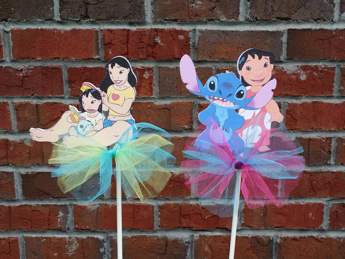 Set of 4 Lilo & Stitch Themed Centerpiece Picks or Cake | Etsy