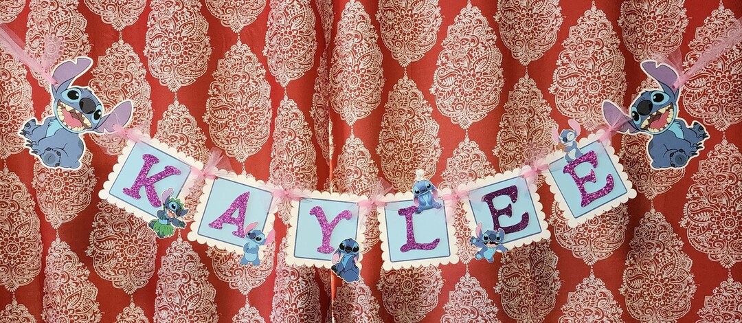 Stitch Banner - Name Only or Happy Birthday - Etsy