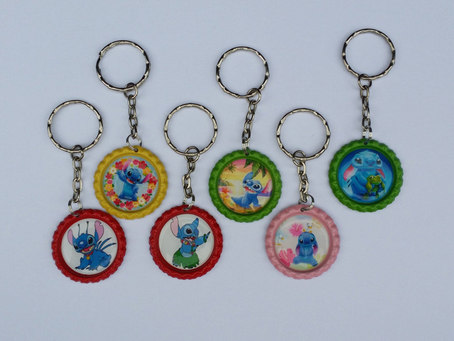Set of 6 or 12 Disney Lilo & Stitch themed Keychain Favors | Etsy
