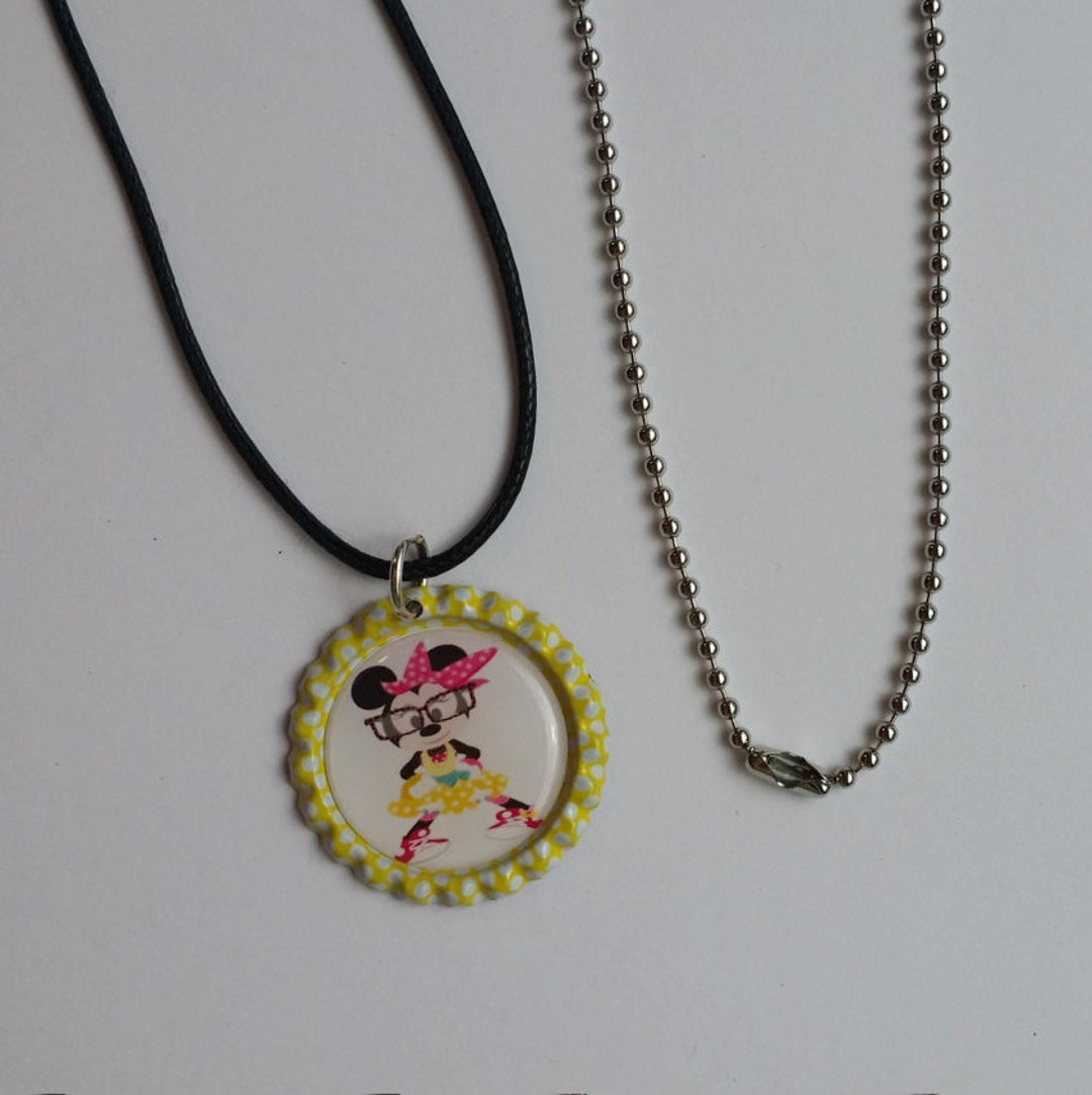 1 Nerd Minnie Mouse Themed Finished Bottle Cap Necklace - Etsy