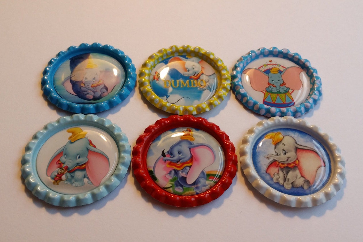 Set of 6 Disney Dumbo Themed Finished Bottle Caps Necklace - Etsy