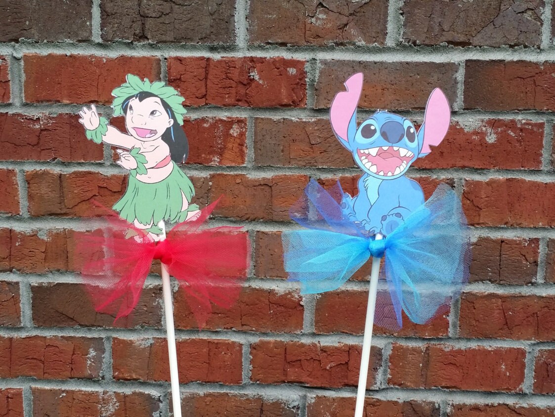 Set of 4 Lilo & Stitch Themed Centerpiece Picks or Cake | Etsy