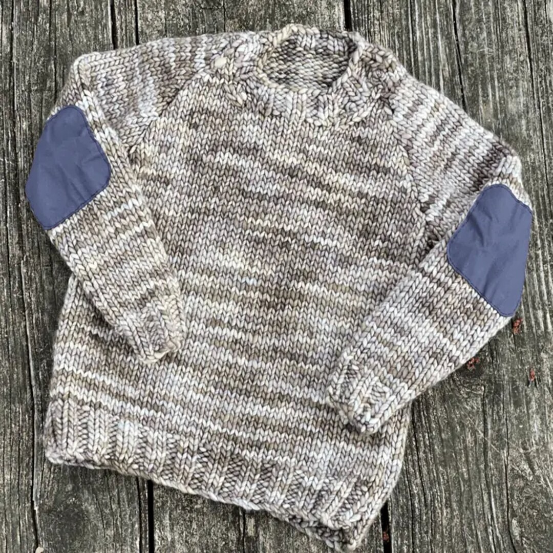 Elbow Patch Sweater, Knitting Pattern, Super Bulky Knit Sweater, Woman ...