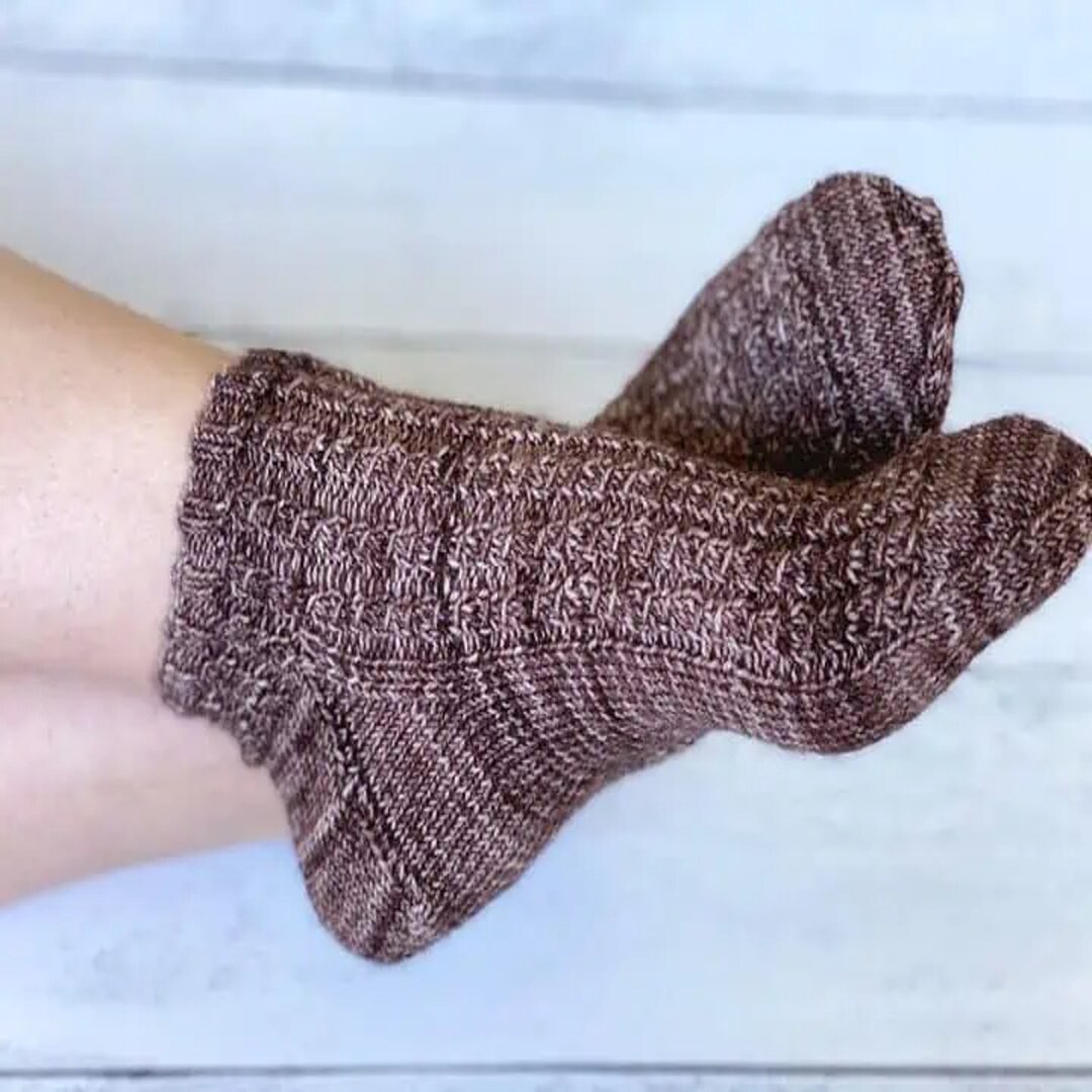 Mock Cable Knit Socks Pattern, Hand Knit Socks, Knit Ankle Socks ...