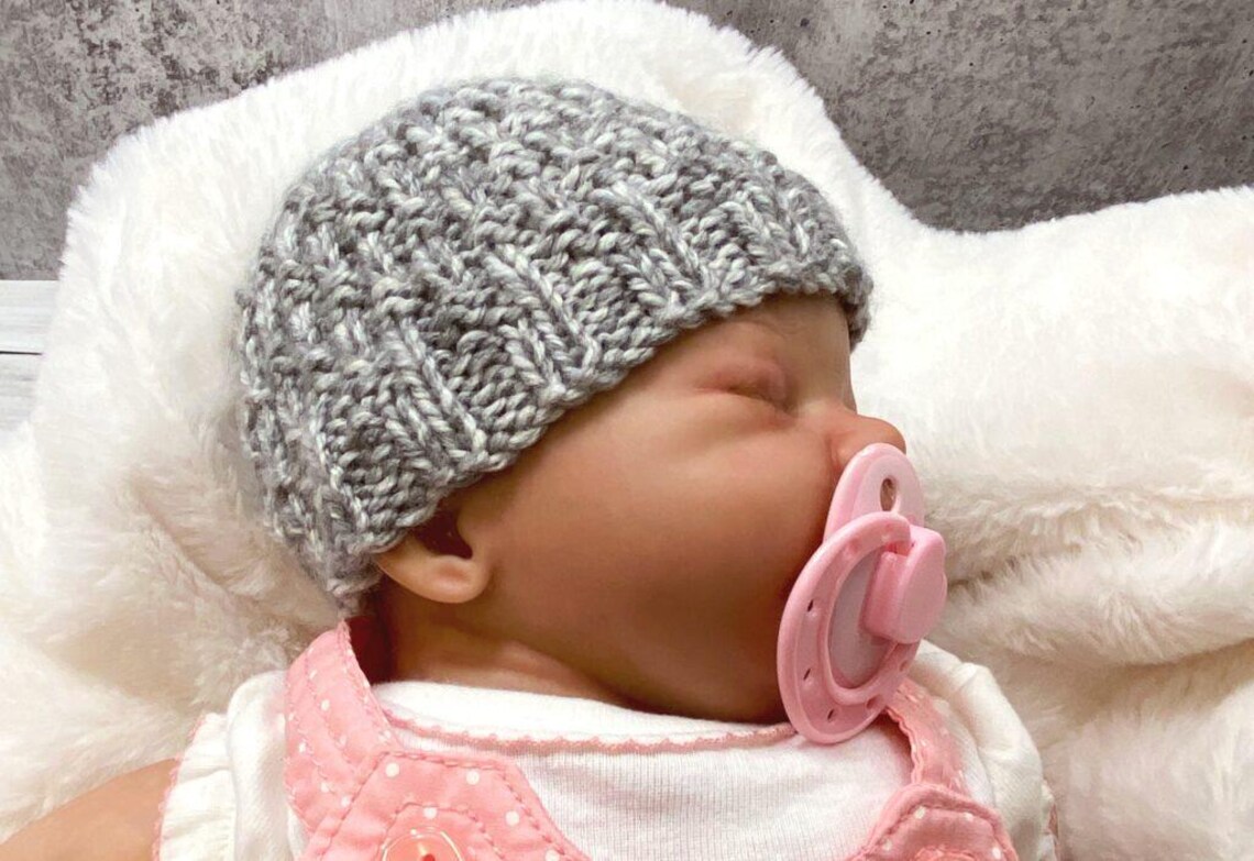 Basketweave Knit Preemie Hat Pattern, Easy Preemie Hat, Textured ...