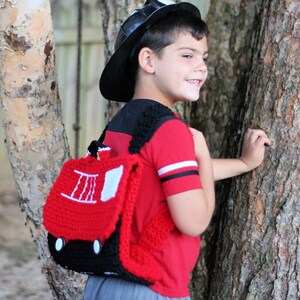 Fire Truck Backpack Crochet Pattern, Fire Engine Backpack, Fire Dept ...