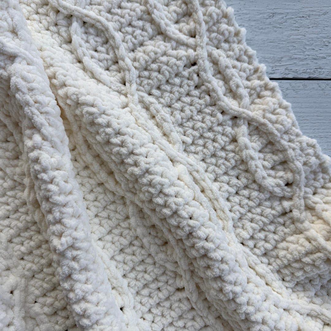 VIDEO Tutorial, Mock Cable Crochet Blanket Pattern, 8 SIZES, Crochet ...