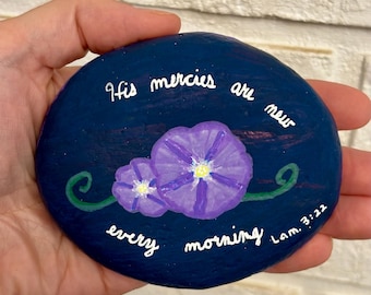 Be Still Hand Painted Rock, Lupine Painted Rock, Bible Verse Rock ...