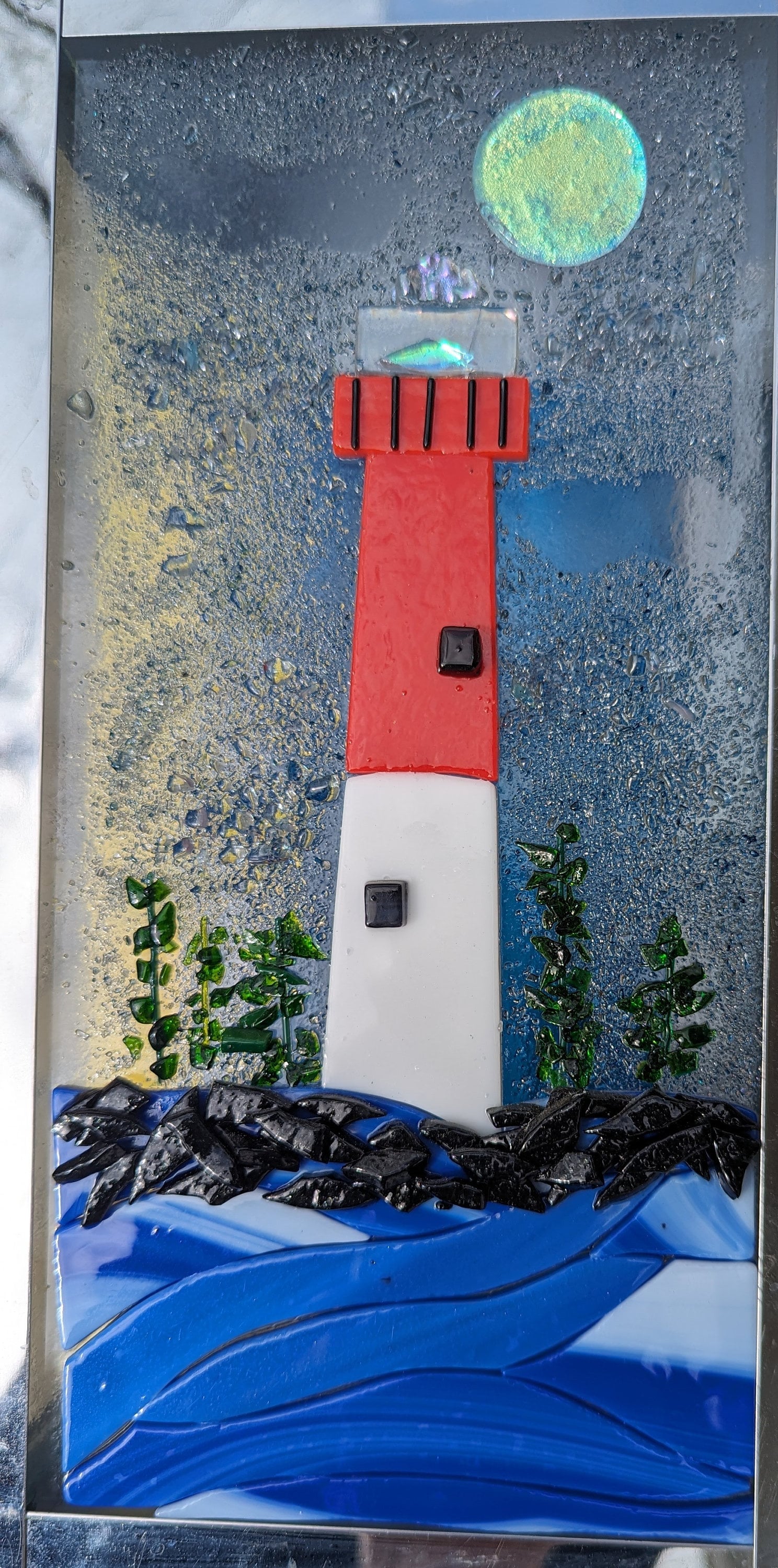 OL BARNEY LIGHTHOUSE Fused -stained Glass Lantern. - Etsy