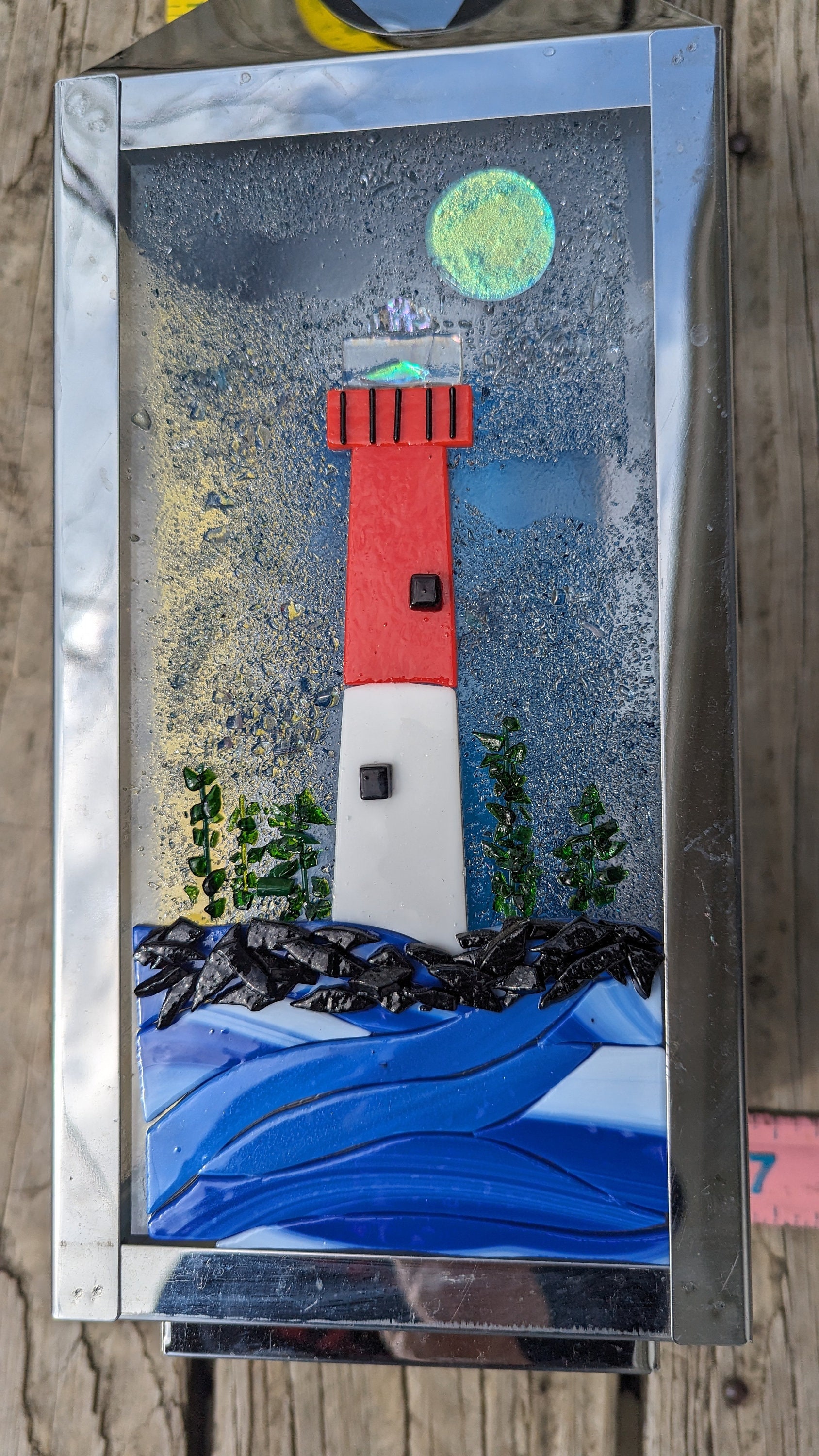 OL BARNEY LIGHTHOUSE Fused -stained Glass Lantern. - Etsy