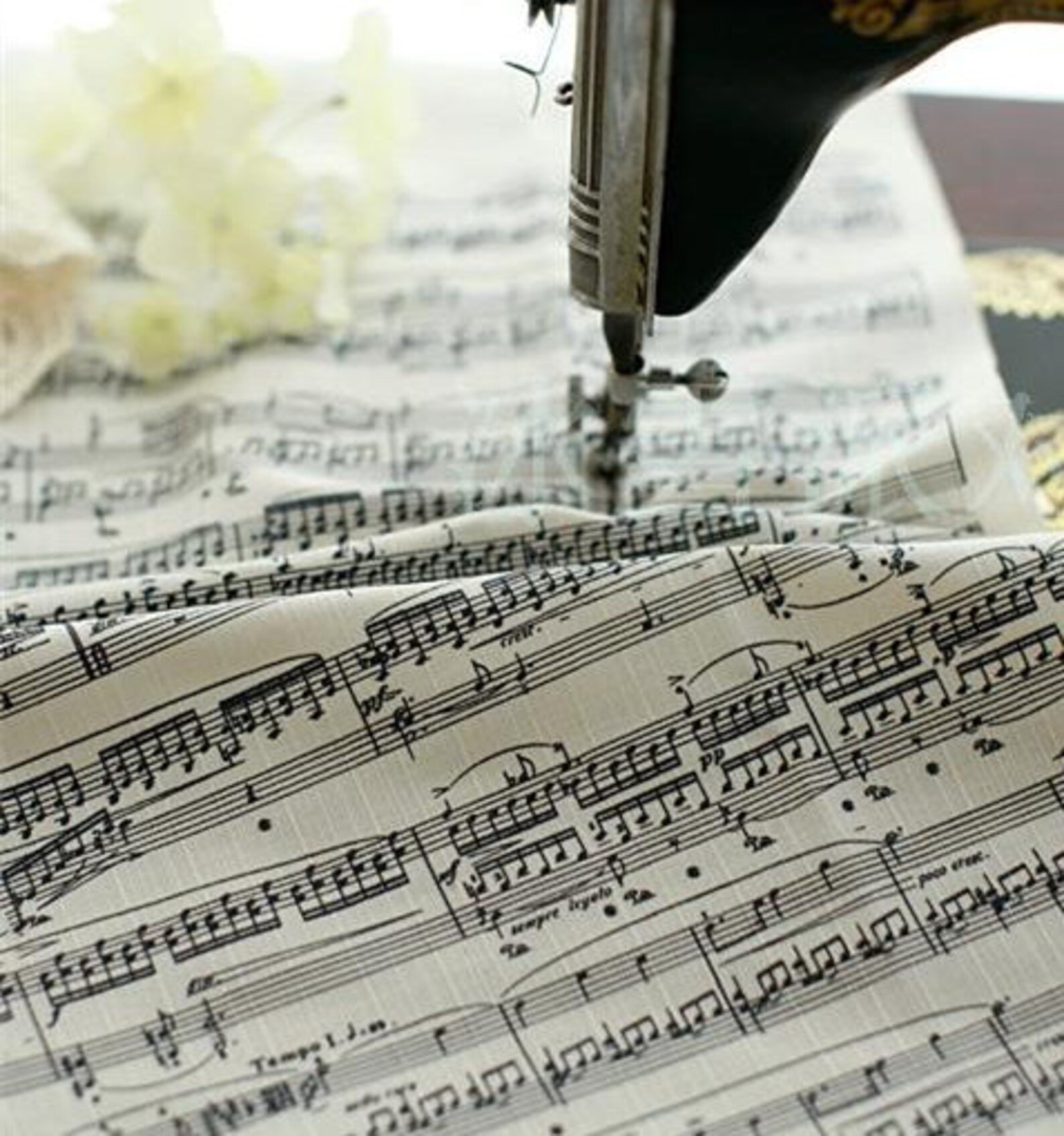 Music Note Cotton Linen Fabric Piano Music Notes Instrument Panel ...